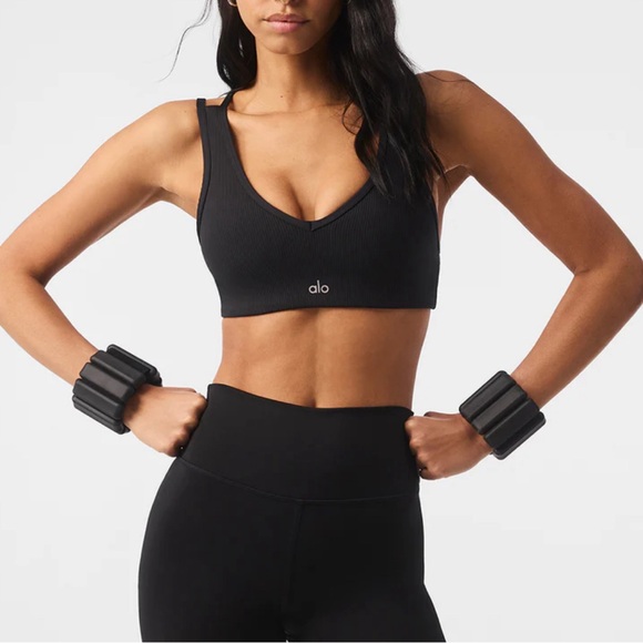 ALO Yoga | Tops | Alo Yoga Airlift Ribbed Jumpstart Vneck Sports Bra | Poshmark